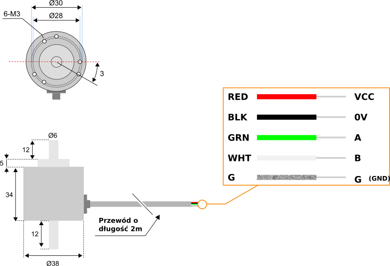 Enkoder inkrementalny HY38-360-2S | Sklep elektroniczny Termipol.pl